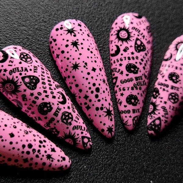 Goth Press on Nails Pink - Etsy
