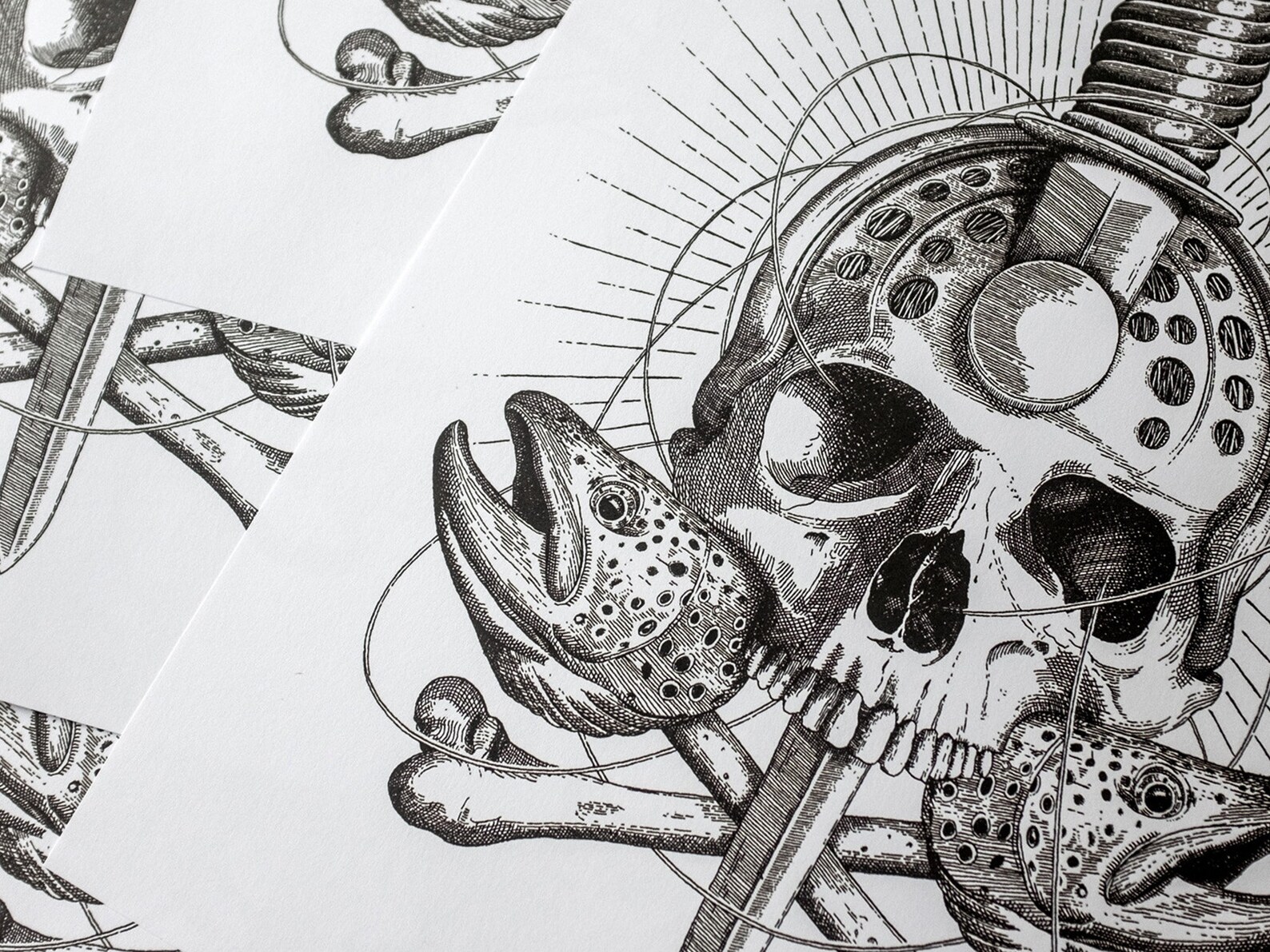 Reel Skull Fly Fishing Poster / 42 X 59 Cm / A2 / Trout, Skull, Fly ...