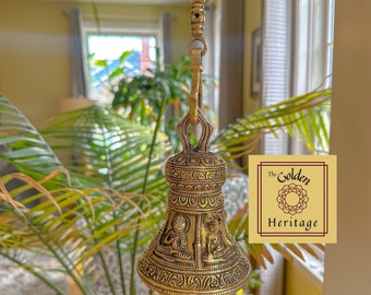 Traditional Brass Temple Bells With Peacock for Home Decor Brass ...