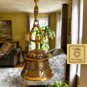 Solid Brass Temple Peacock Bell With Chain, Indian Decor Entrance ...