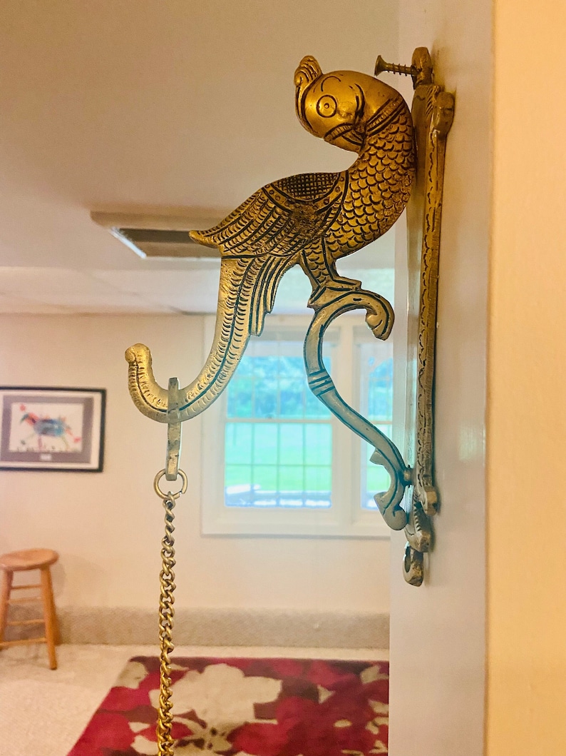 Peacock Brass Hook Hanging Lamp or Bell Hanger Bracket - Etsy