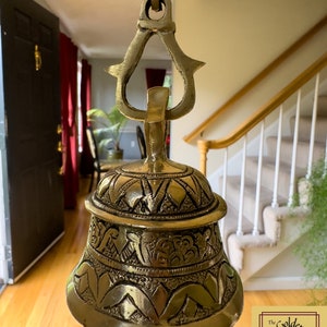 Solid Brass Temple Peacock Bell With Chain, Indian Decor Entrance ...