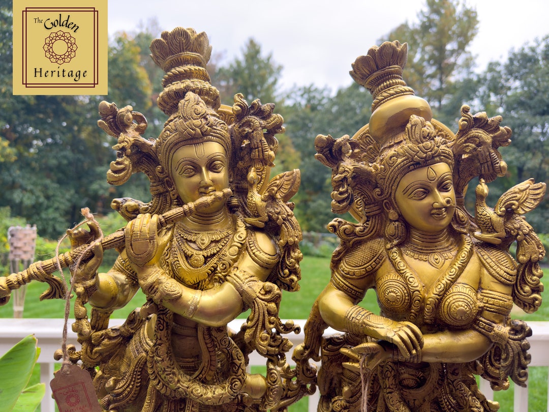 Brass Murli Krishna Statue, Large Size Krishna Idol for Home Decor ...