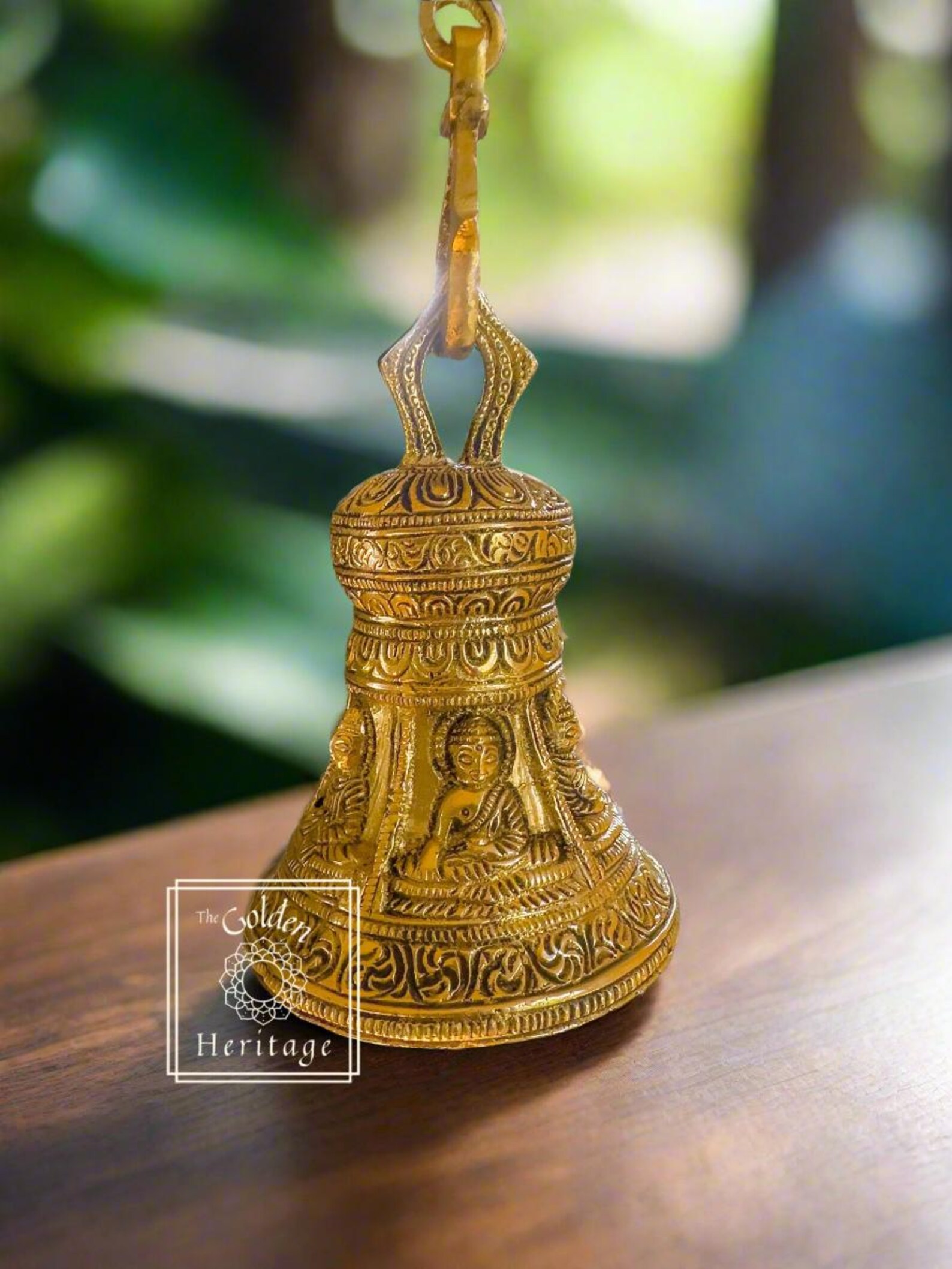 Solid Brass Temple Bell With Chain, Traditional Indian Hanging Bell - Etsy