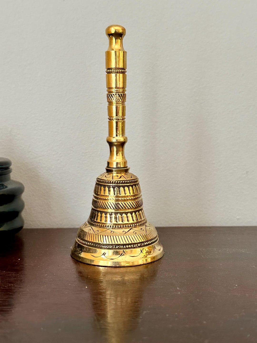 Solid Brass Temple Bell for Pooja, Indian Décor, Decorative Showpiece ...
