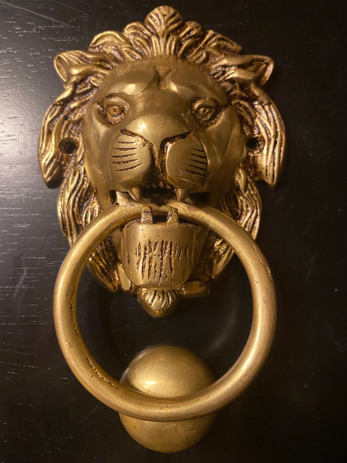 Brass Lion Design Door Knocker With Ring Antique Brass | Etsy