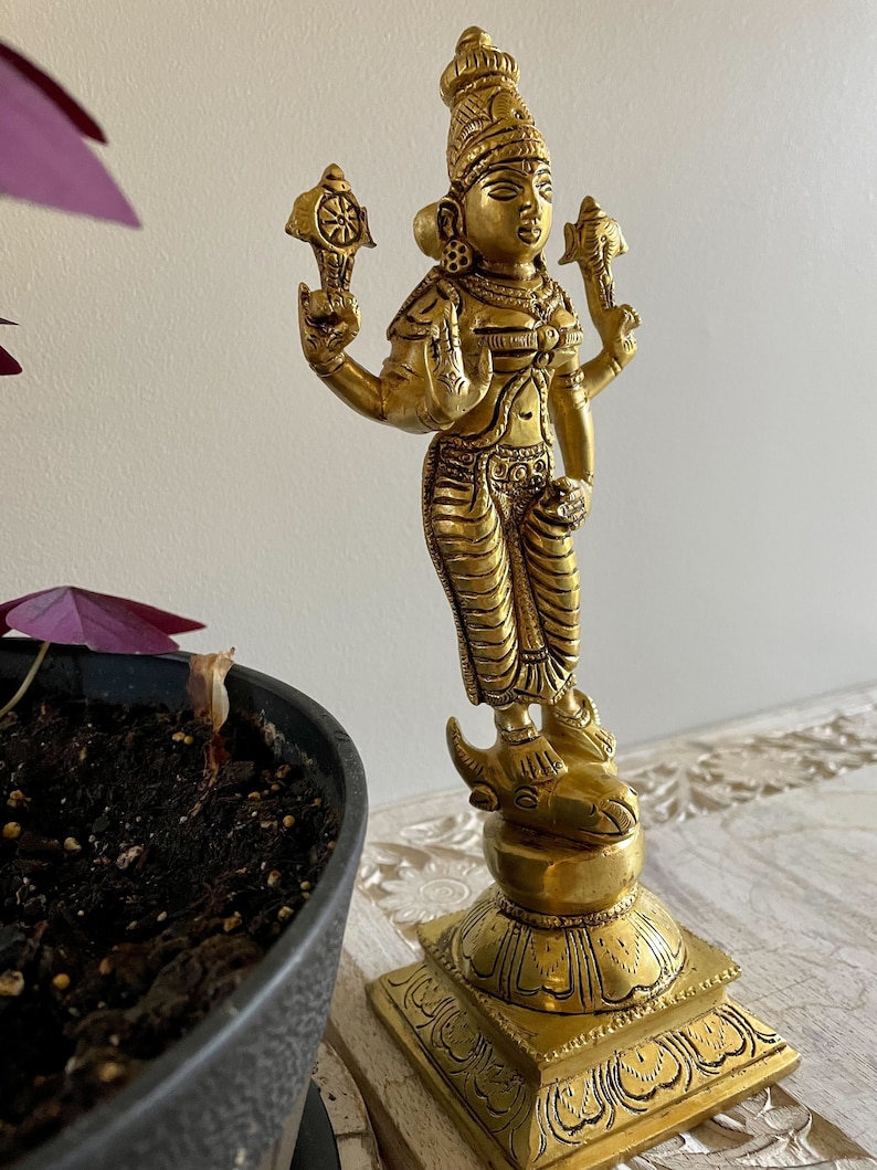 Brass Vishnu Durga Sculpture Religious Goddess Hindu God of - Etsy