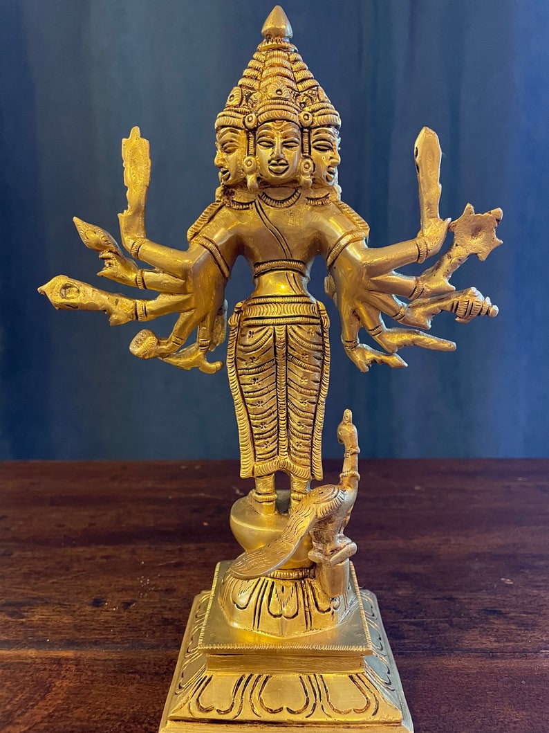 Brass Six Face Lord Murugan With Peacock Kartikeya Brass - Etsy