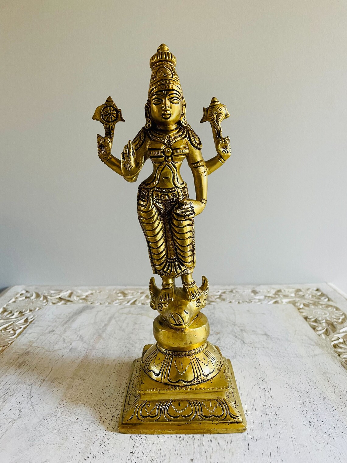Brass Vishnu Durga Sculpture Religious Goddess Hindu God of - Etsy
