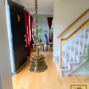 Solid Brass Temple Peacock Bell With Chain, Indian Decor Entrance ...
