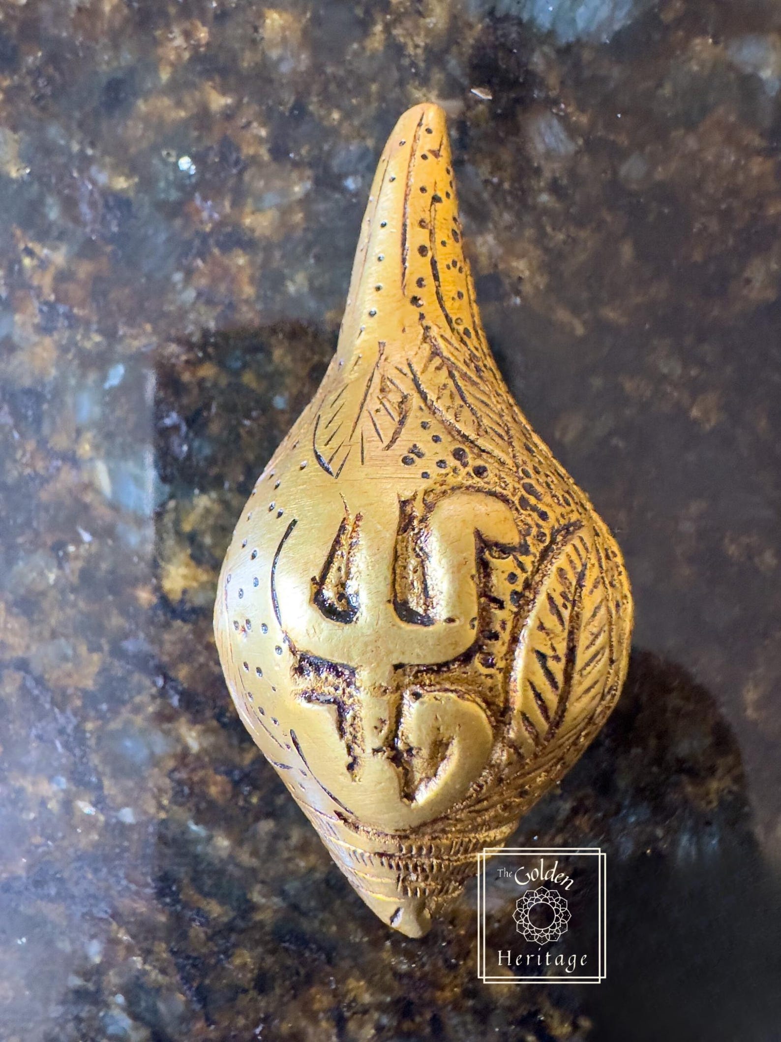 Brass Shankha or Conch With Turtle, Shanka Craved With OM, Swastika ...