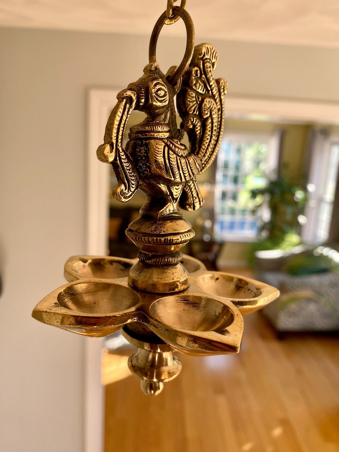 Set of 2 Peacock Brass Hanging Diya Set Stunning Handmade - Etsy