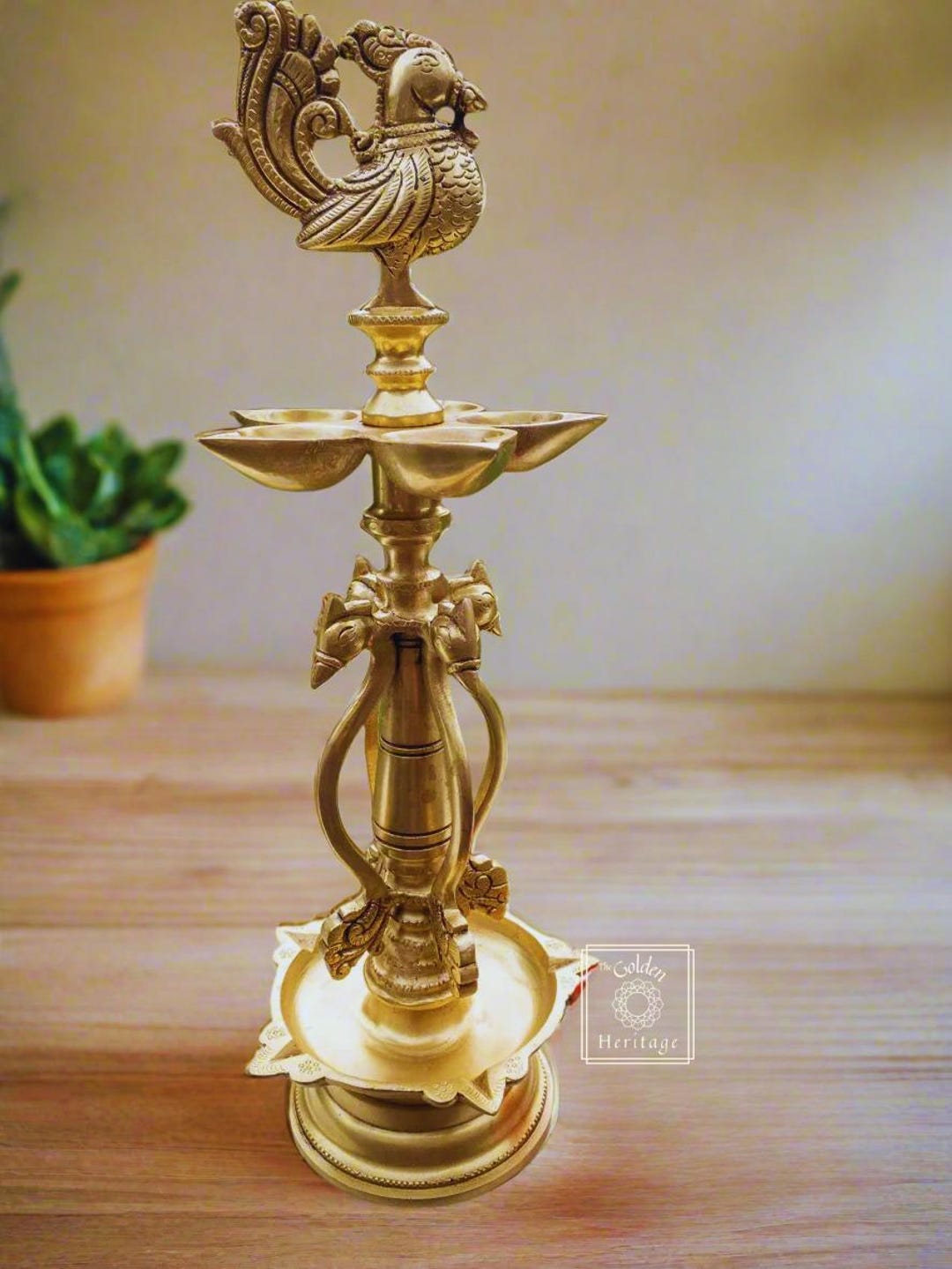 Handmade Brass Peacock Lamp: Indian Pooja Decor, Wick Diya - Etsy