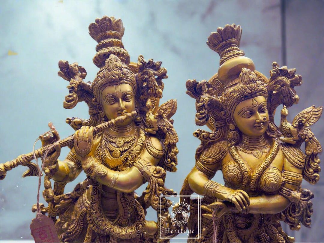 Brass Murli Krishna Statue, Large Size Krishna Idol for Home Decor ...