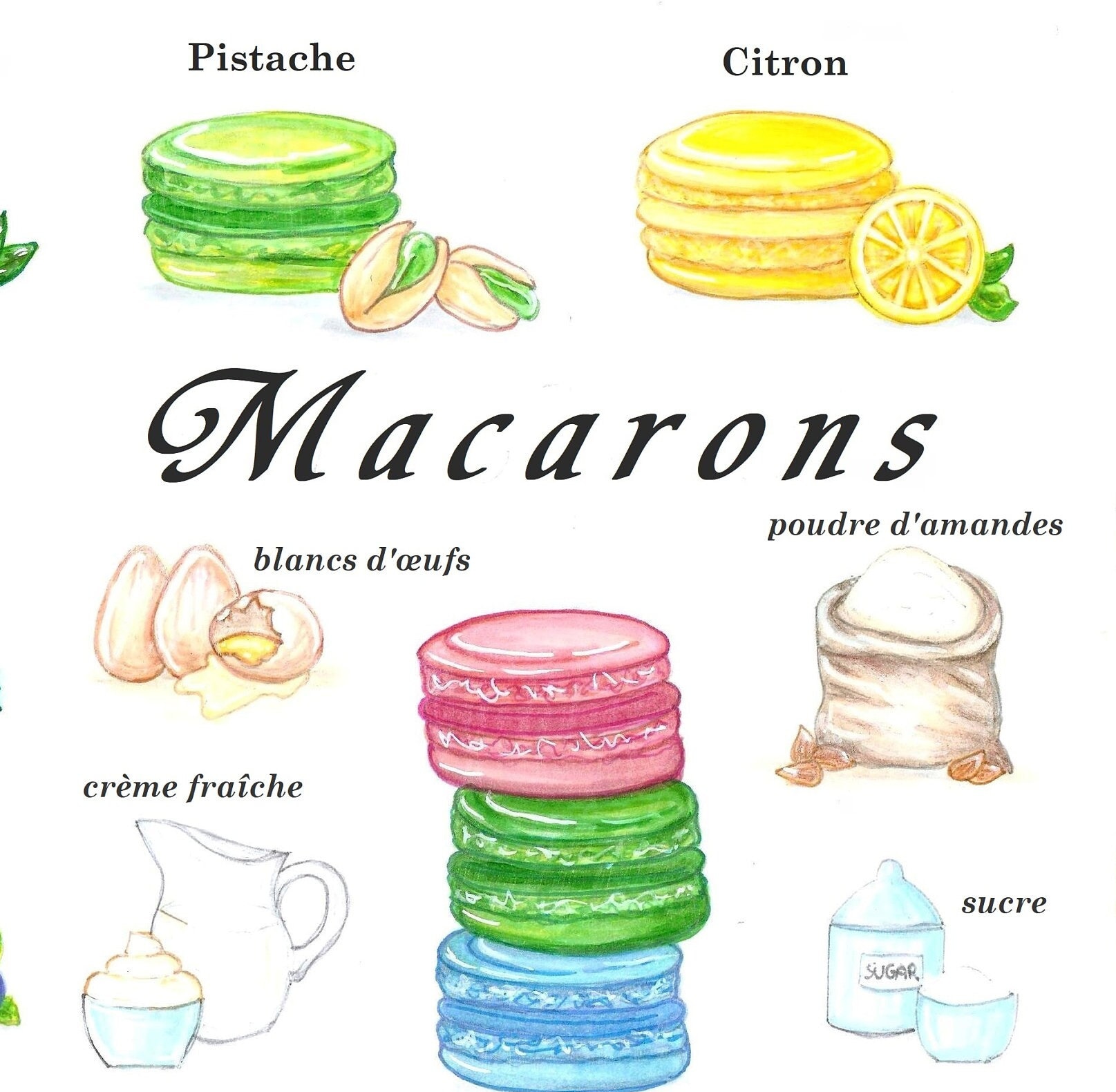 MACARON Digital Download, Printable, 2 Files (1 English and 1 French ...
