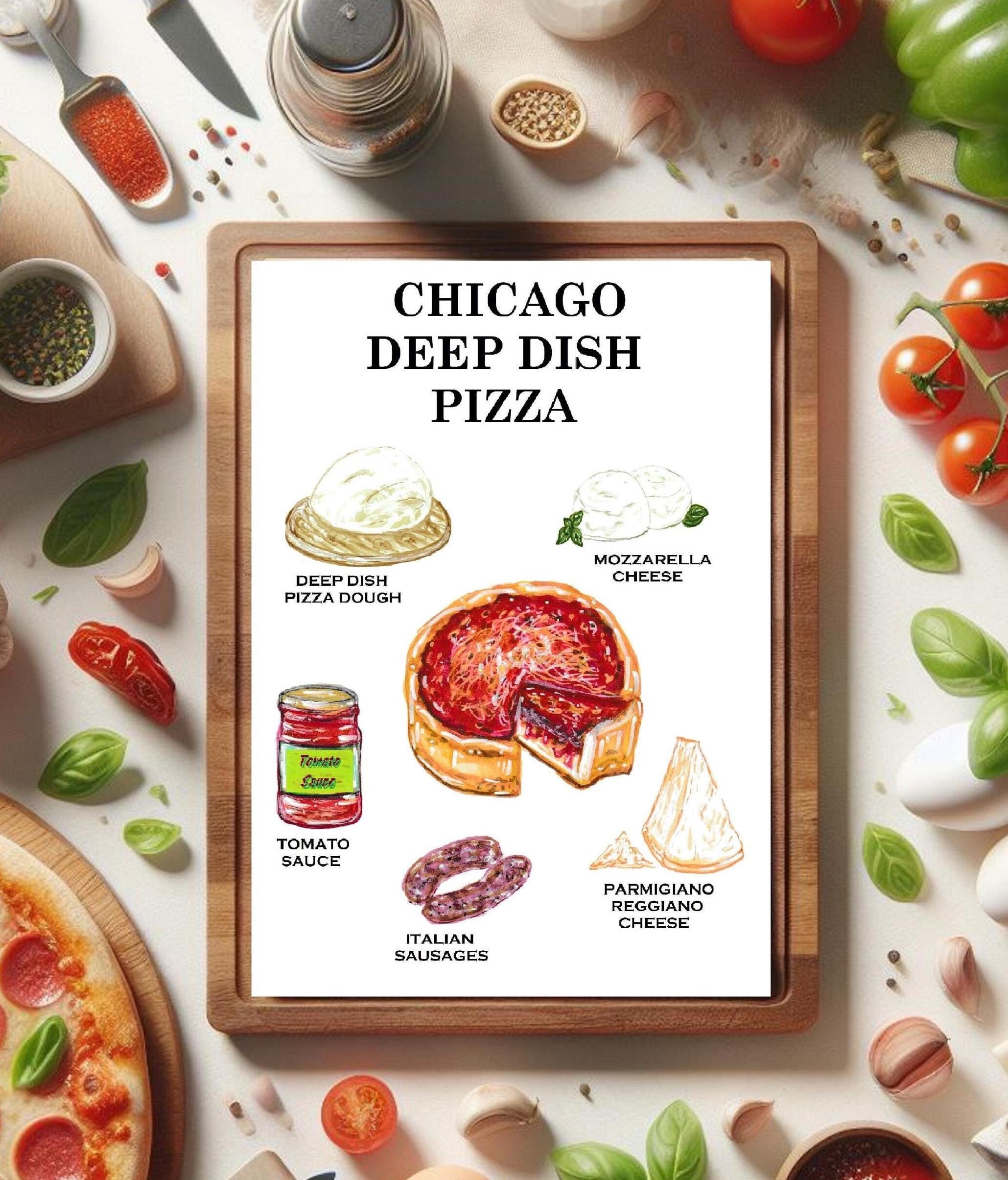 CHICAGO Deep Dish PIZZA, Digital Download, Printable, Bar, Kitchen Art ...