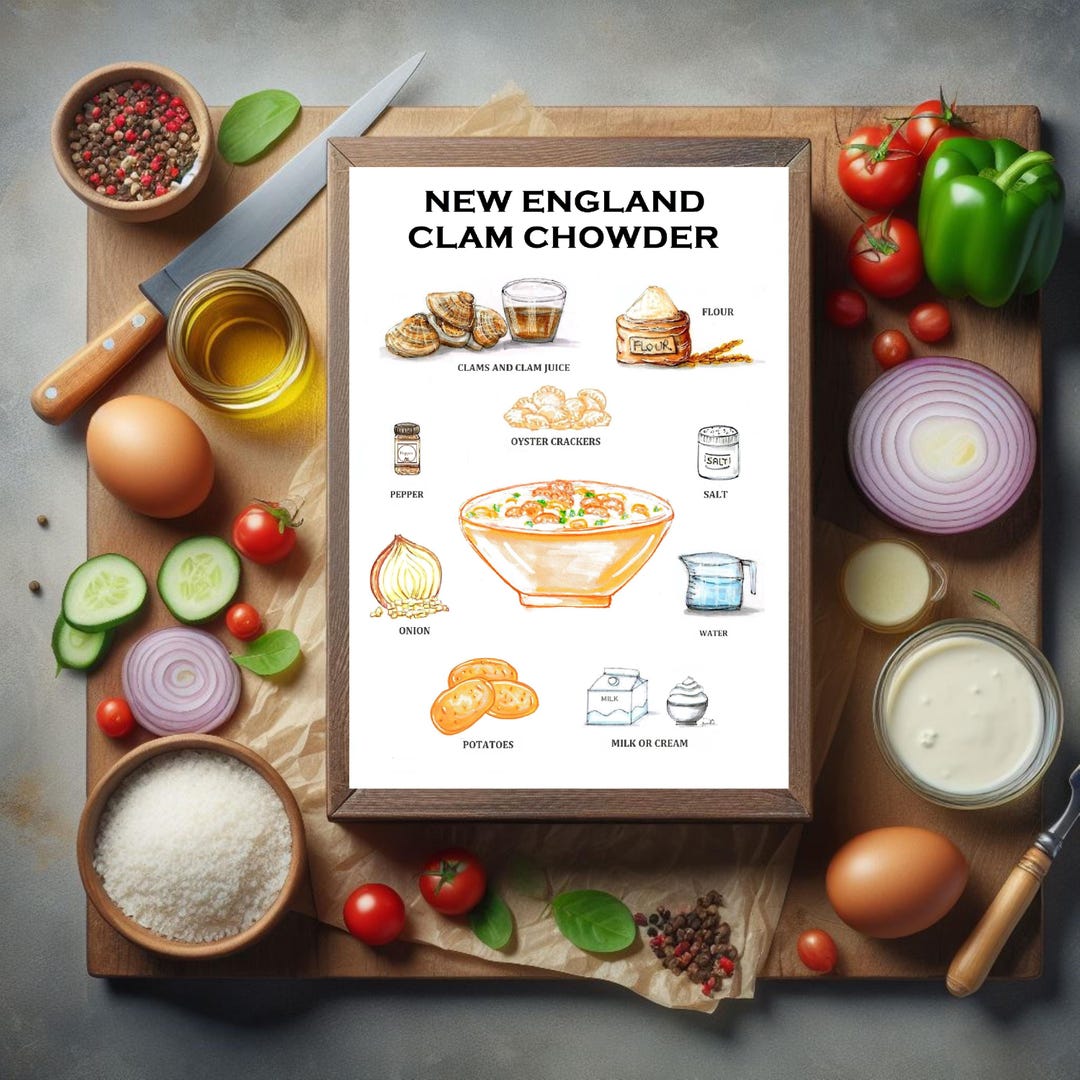 New England CLAM CHOWDER, Digital Download, Printable, From Original ...