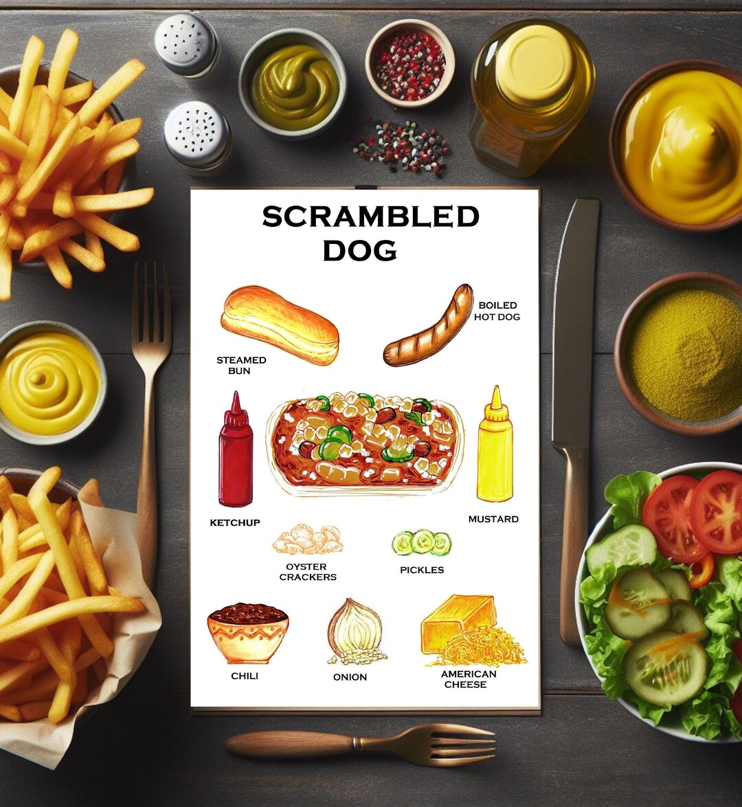 SCRAMBLED HOT DOG, Digital Download, Printable, Bar, Kitchen Art Décor ...