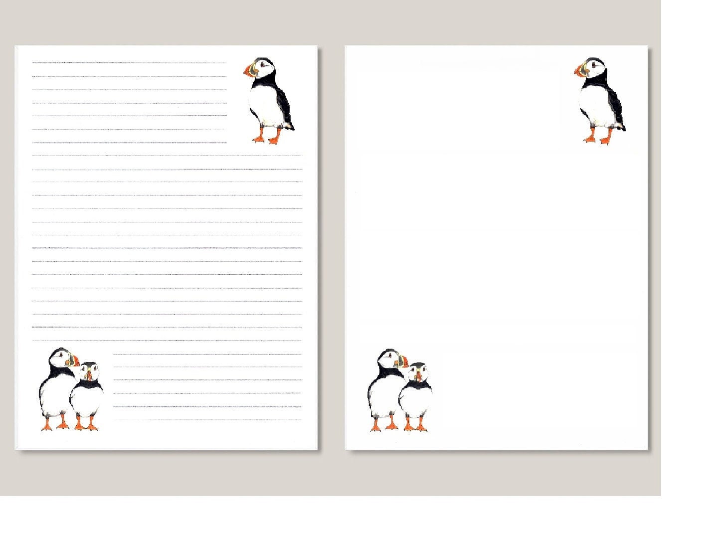 Digital,instant Download, Printable Stationery, Writing Paper, Puffins ...