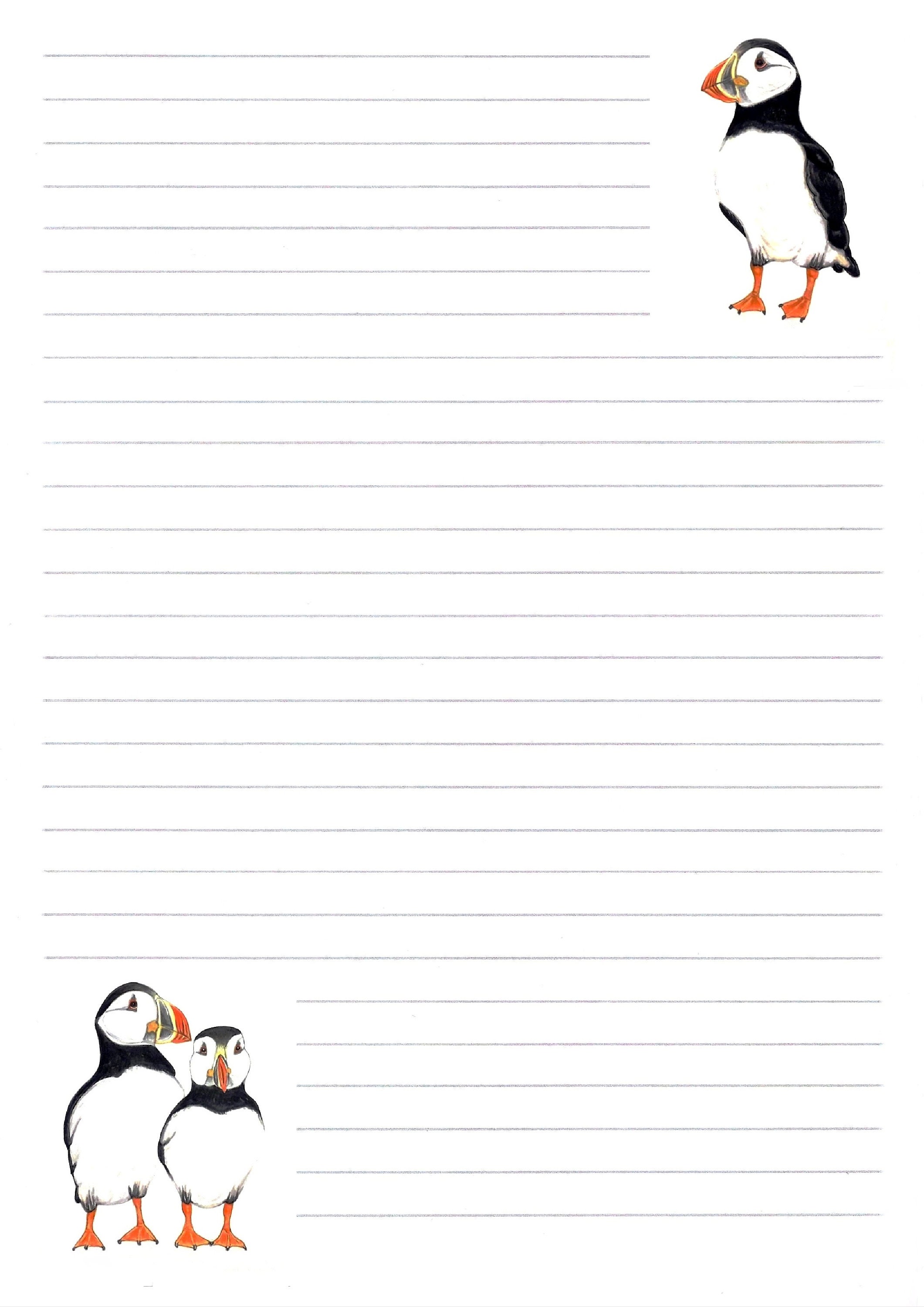 Digital,instant Download, Printable Stationery, Writing Paper, Puffins ...