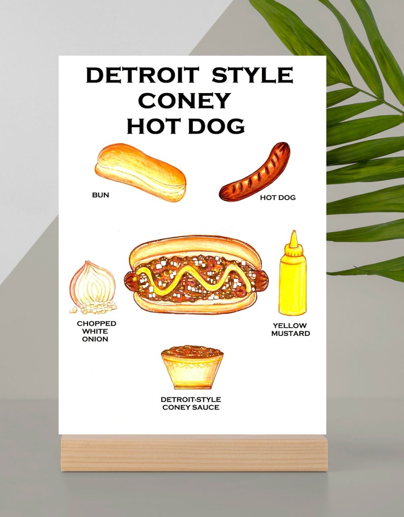 DETROIT Style Coney HOT DOG, Digital Download, Printable, Bar, Kitchen ...