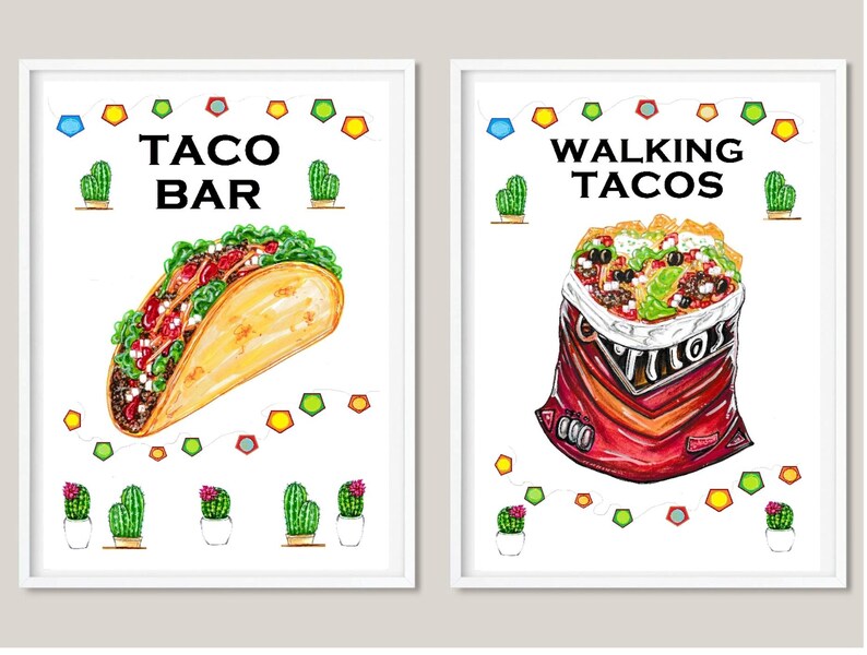 TACO Bar, WALKING TACOS, Digital Download, Printable, Bar Menu, Kitchen ...