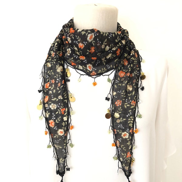 Scarf With Beads - Etsy