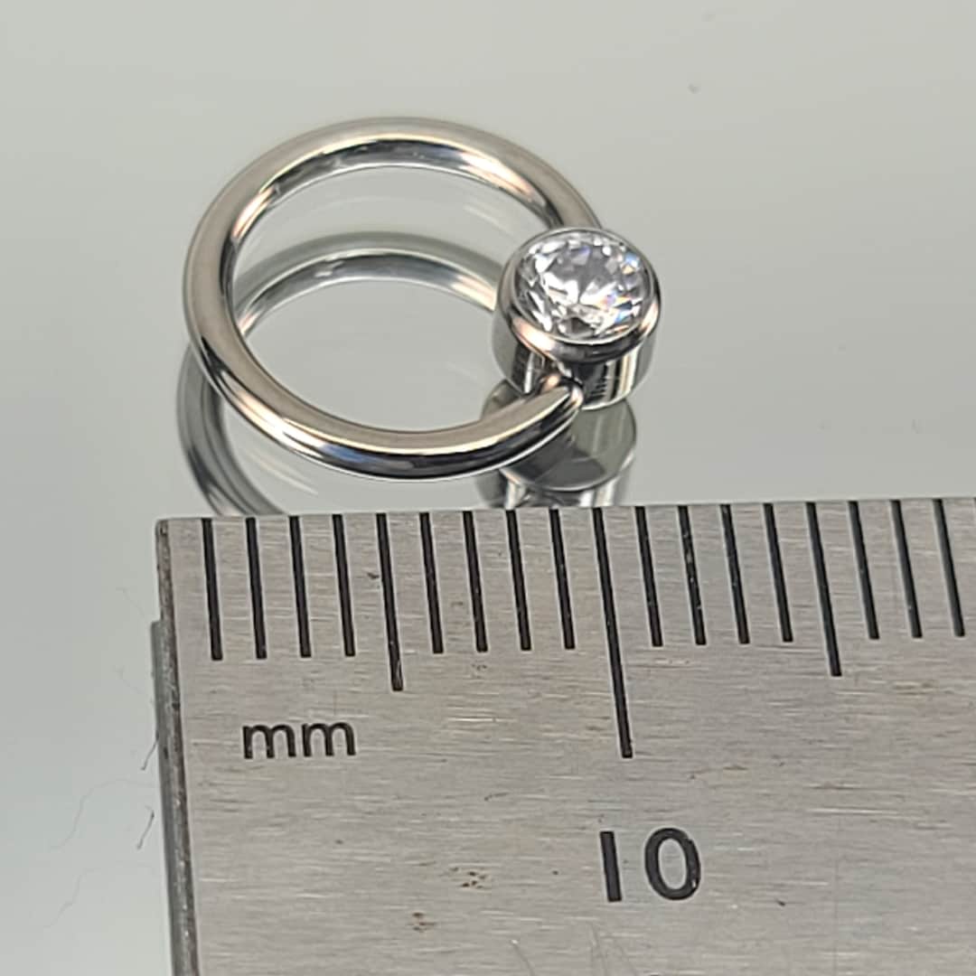 16g (1.2mm) Titanium Captive Bead Ring (CBR) W/4mm Clear Cubic Zirconia ...