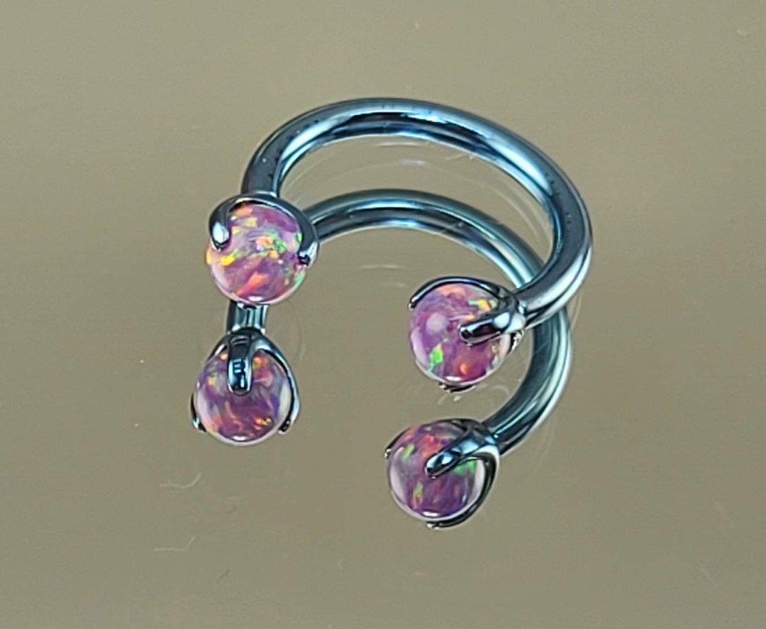 14g Titanium Horseshoe Purple Opal Septum Anodized Ice Blue Finish in ...