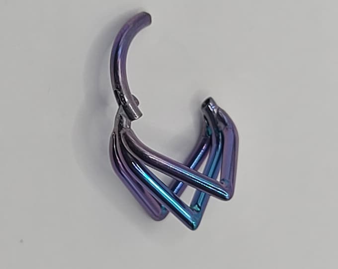 16g Titanium Septum Ring Triple Open Stack Hoop Pointy V Hinge Hoop ...