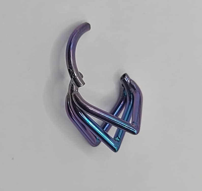 16g Titanium Septum Ring Triple Open Stack Hoop Pointy V Hinge Hoop ...