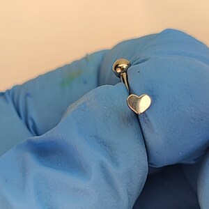 16g (1.2mm) Titanium Silver Heart and Fixed Ball Curved Threadless ...