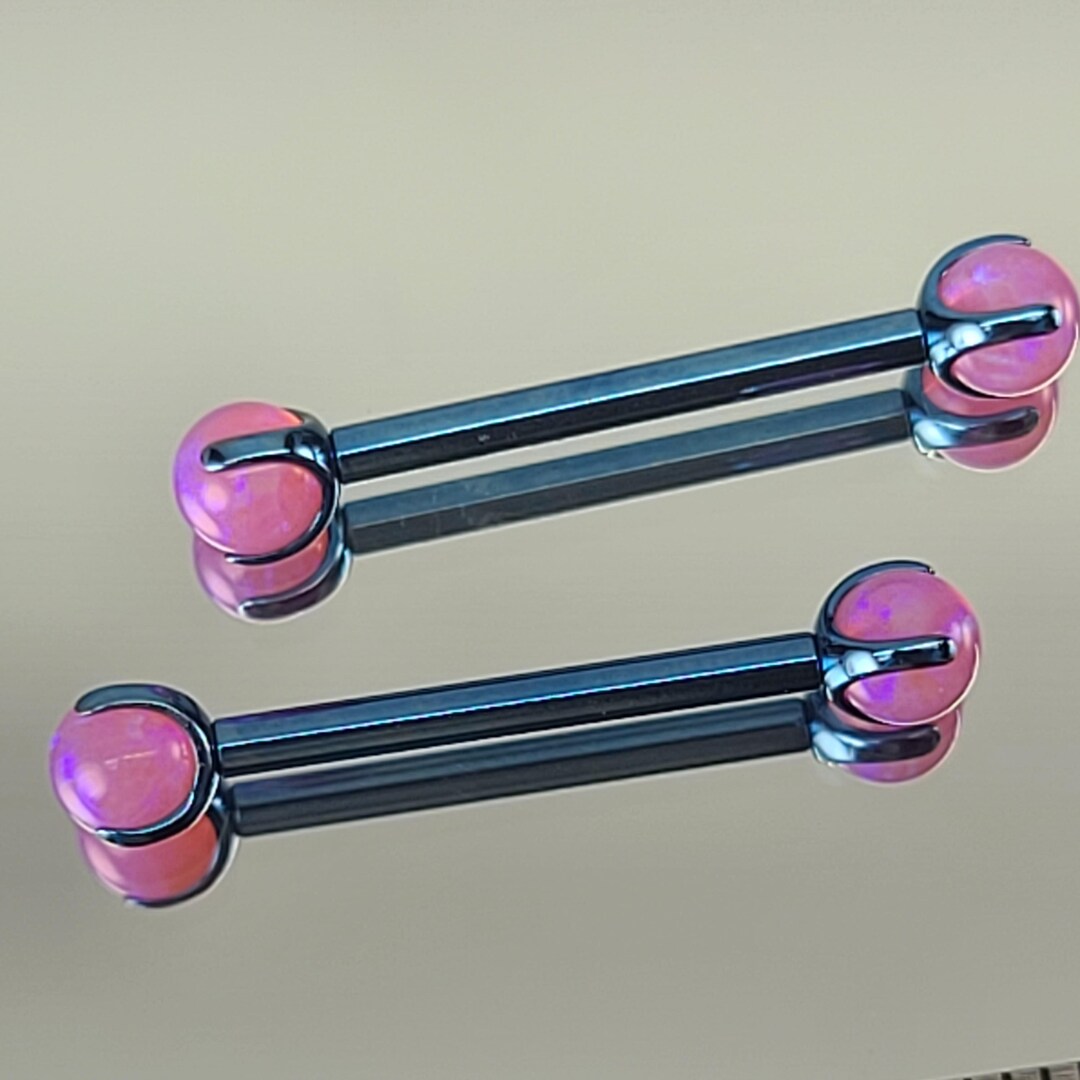14g Cotton Candy Opal Titanium Nipple Barbell Internally Threaded ...