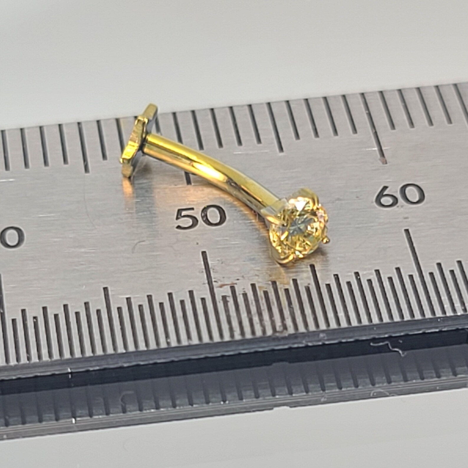 16g Titanium Internal Thread Star and Yellow Gem Curved Barbell Rook ...