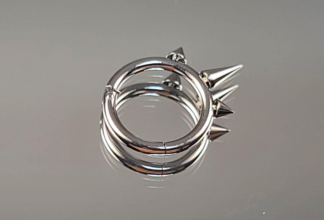 16g (1.2mm) Titanium Hinge Clasp Unicorn Triple Spike Hinge Hoop for ...