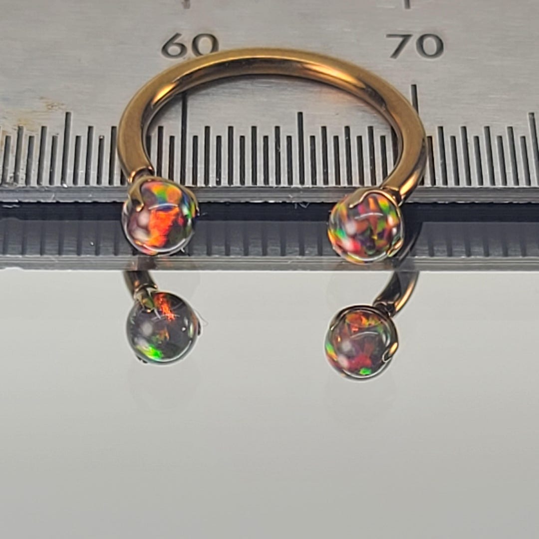 16g Titanium Septum Ring Horseshoe Circular Barbell 4mm Black Opal Claw ...