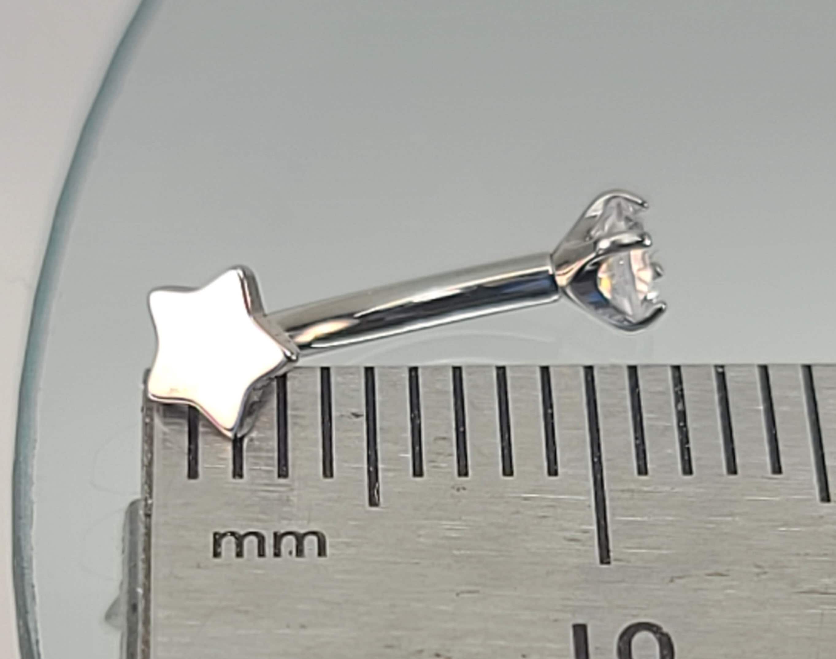 16g Titanium Internal Thread Star and Gem Curved Barbell Rook Eyebrow ...