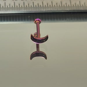 18g (1.0mm) Titanium Threadless Moon Stud Anodized Fuchsia Purple/pink Finish *choose Post ...