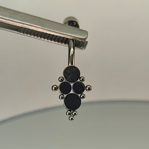 14g Titanium Internally Thread Quad Gem + Bead Navel Ring Belly ...