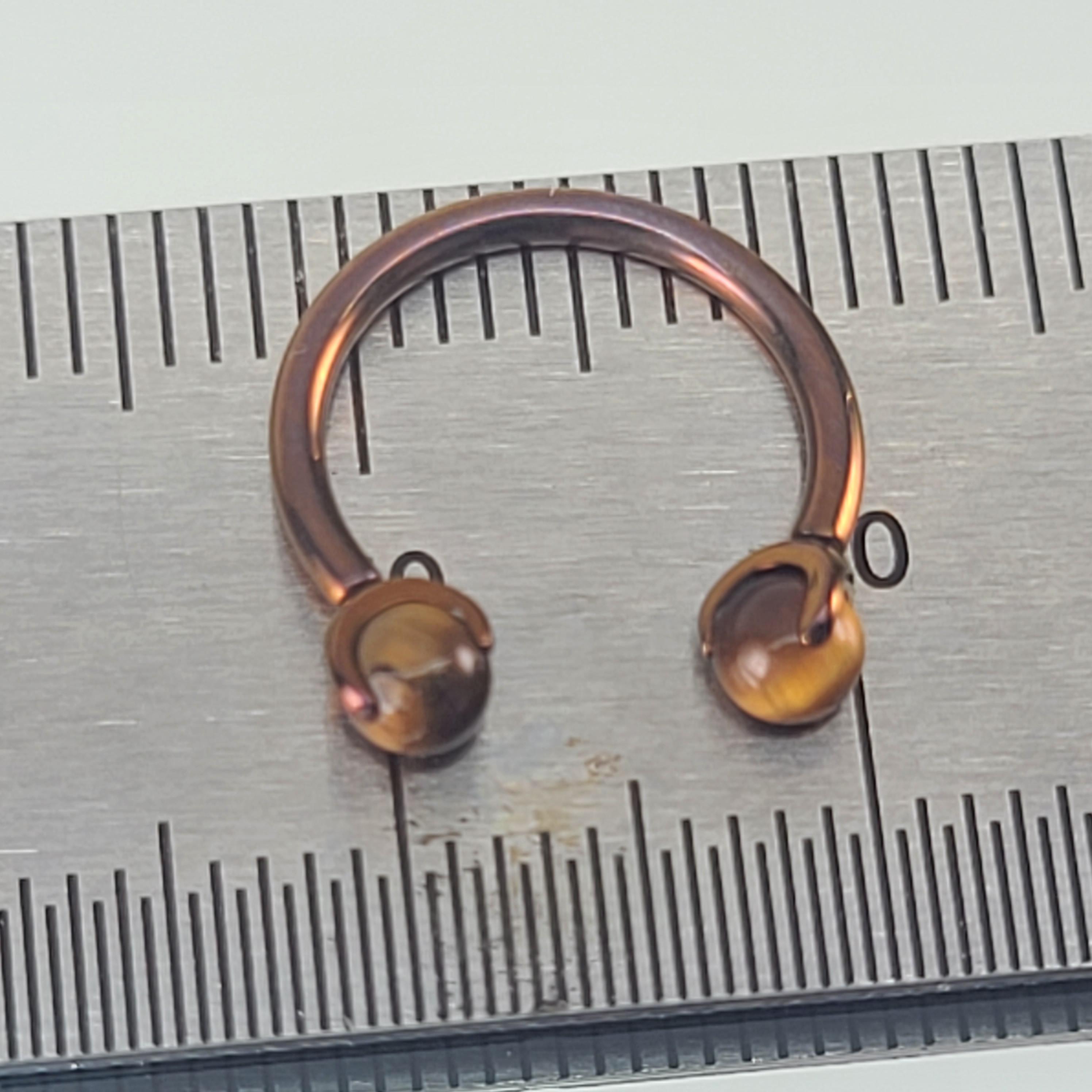 16g Titanium Horseshoe Internal Thread W/3mm Tiger Eye Ends Septum in ...