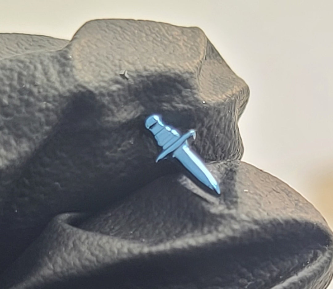 16g Dagger Stud Knife Flatback Titanium Stud *choose Anodized Finish and Post Length* (ice Blue ...