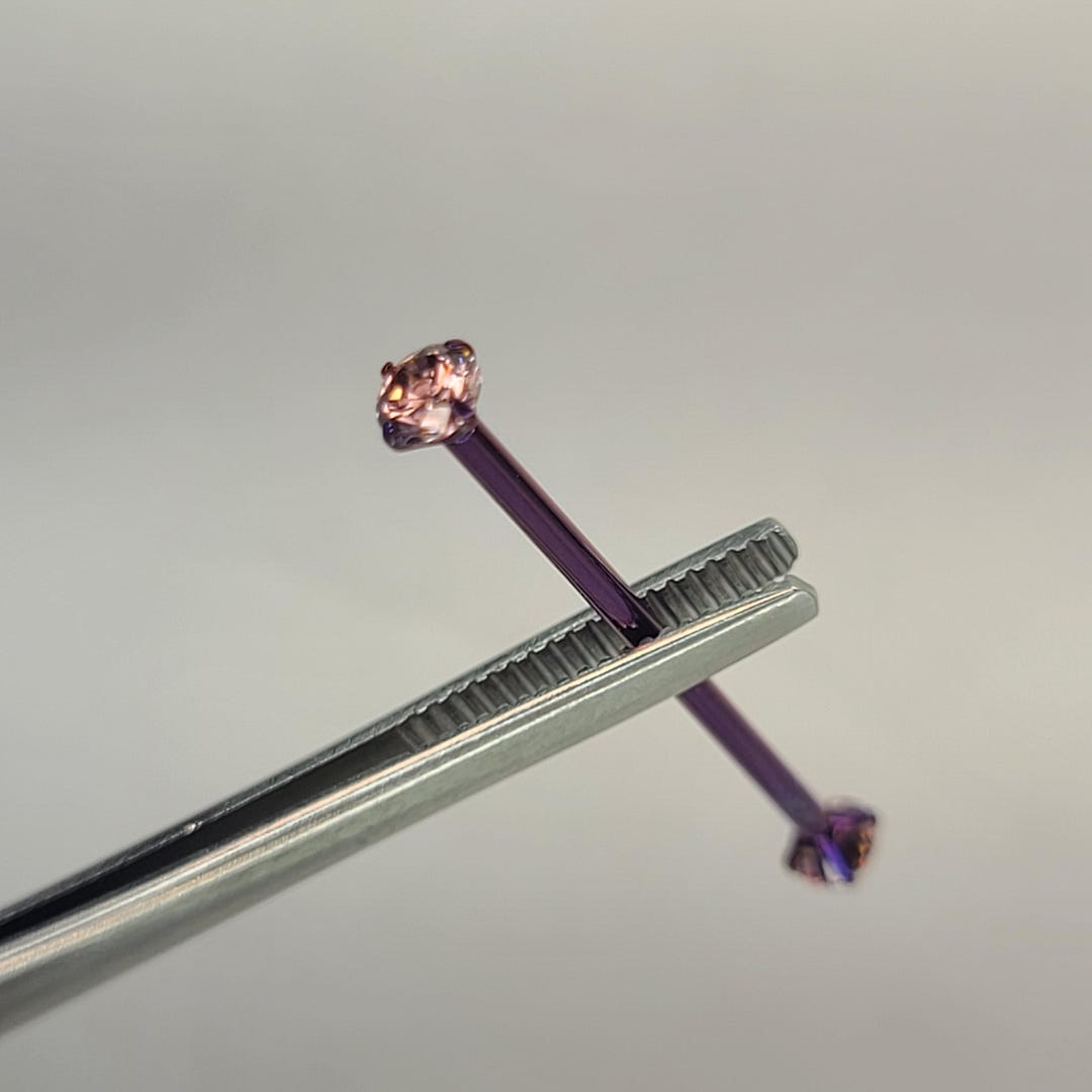 14g Titanium Industrial Bar With 4mm Light Plum CZ Gem Prong Set Ends ...