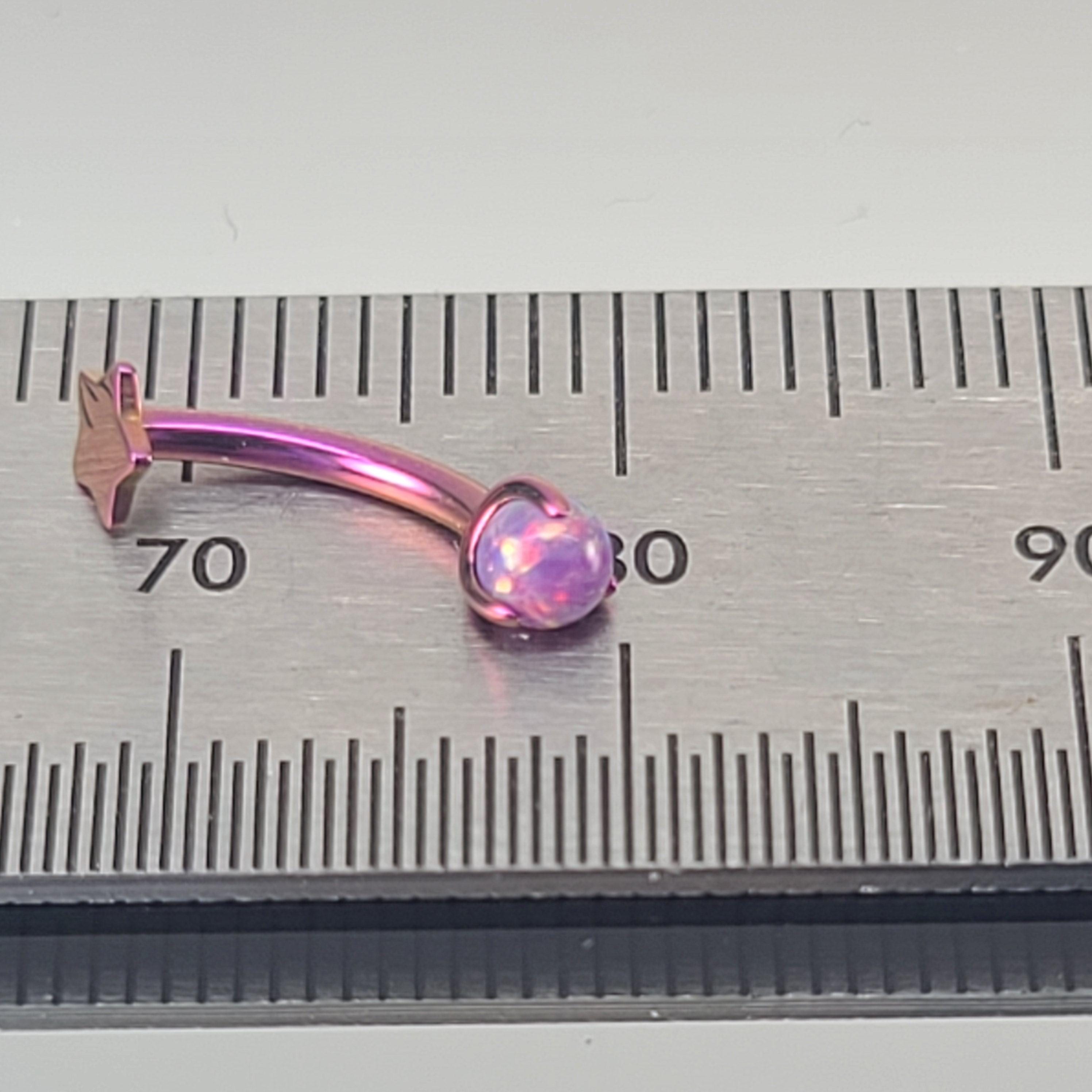 16g Titanium Internal Thread Star + Purple Opal Curved Barbell Rook ...