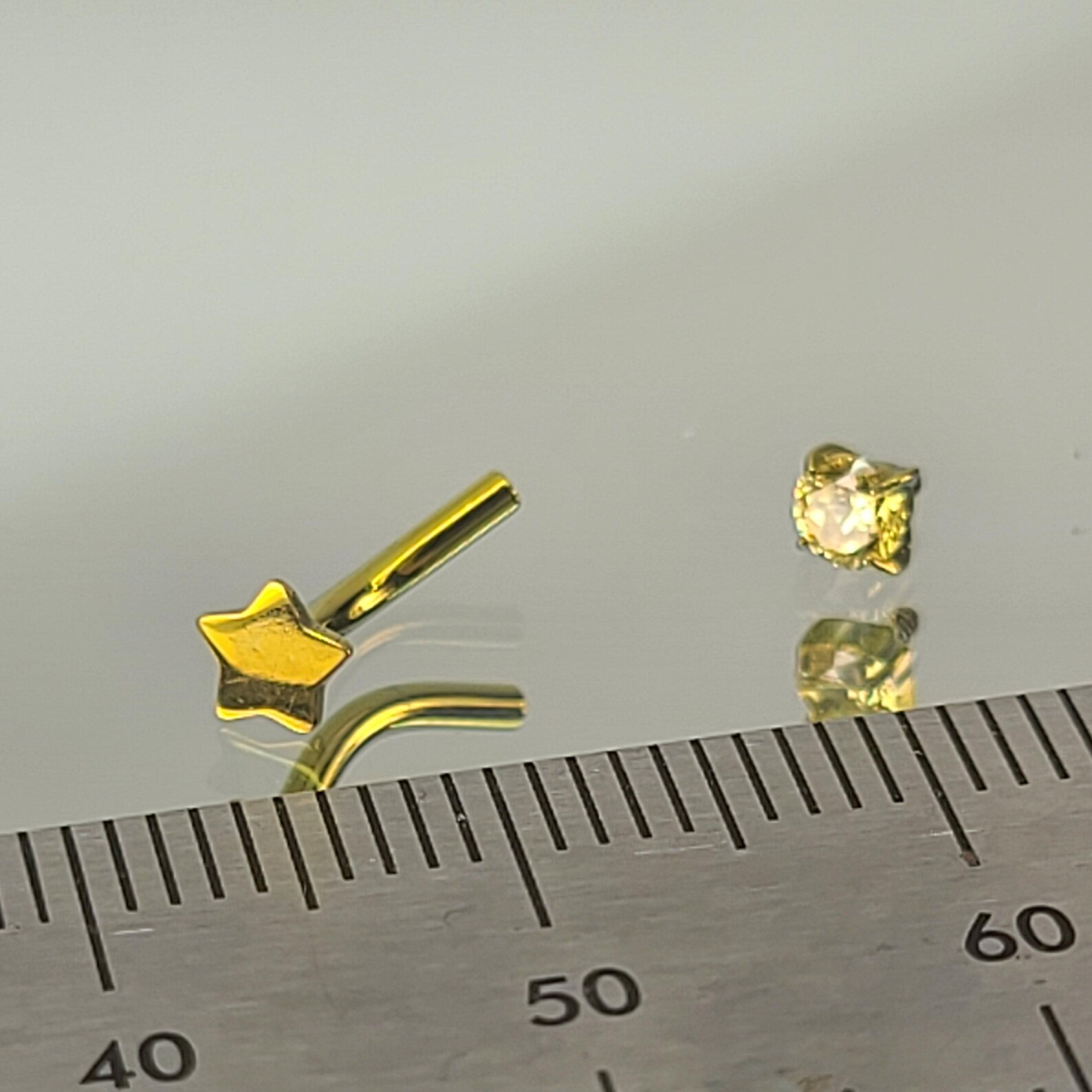 16g Titanium Internal Thread Star and Yellow Gem Curved Barbell Rook ...