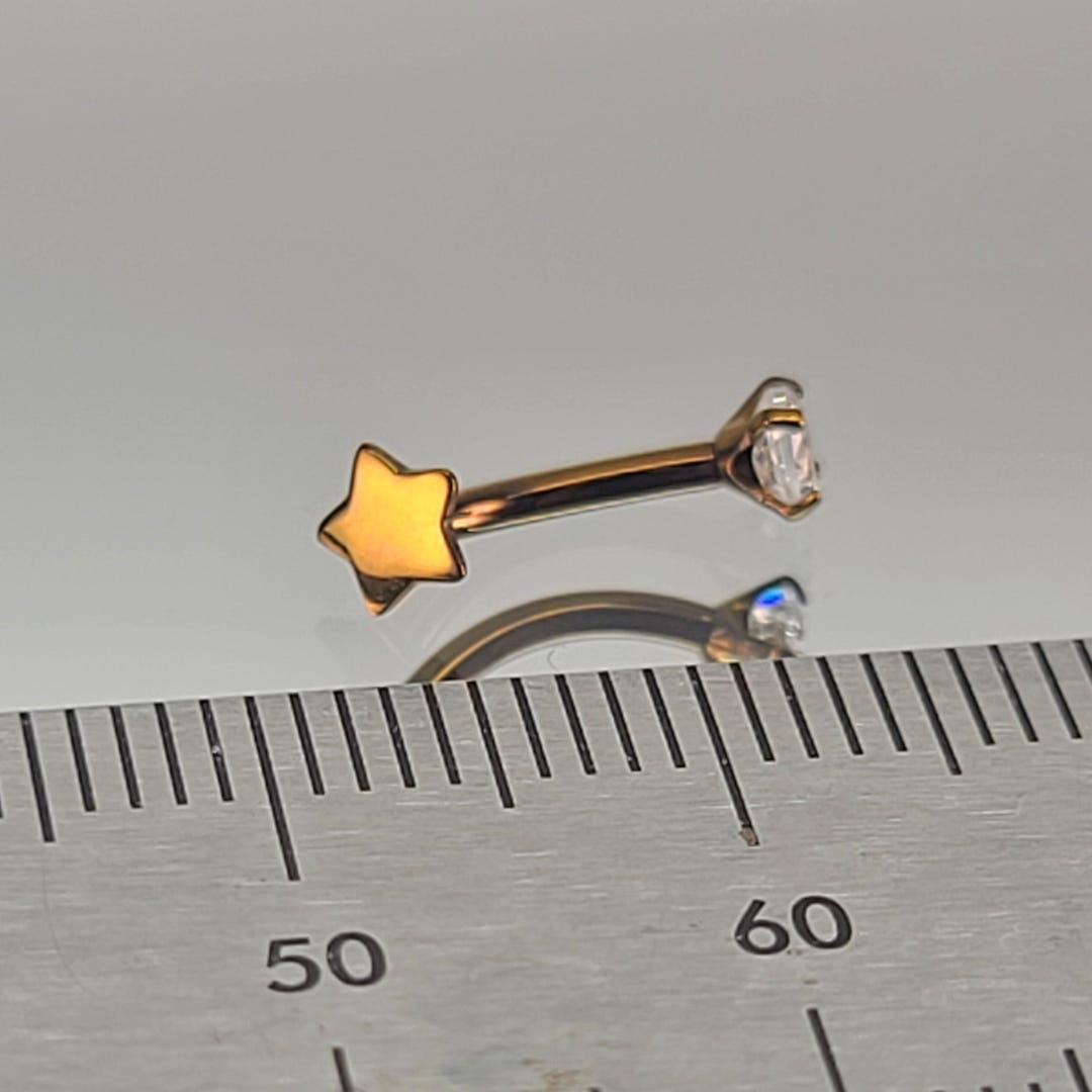 16g Titanium Internal Thread Star + Gem Curved Barbell Rook Eyebrow ...