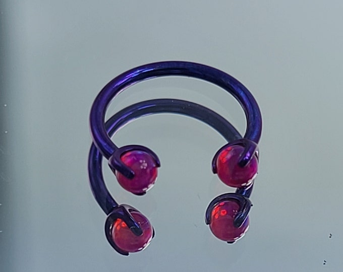 16g Titanium Septum Ring Horseshoe Circular Barbell 4mm Sunset Fire ...