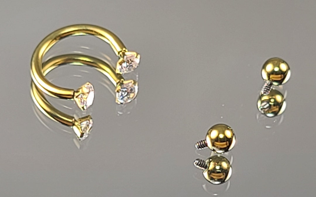 16g Titanium Horseshoe Septum Ring W/3mm Clear CZ Prong Gem & Balls ...