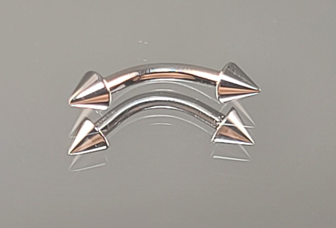 16g Titanium Spike Curved Barbell for Eyebrow or Vertical Labret ...