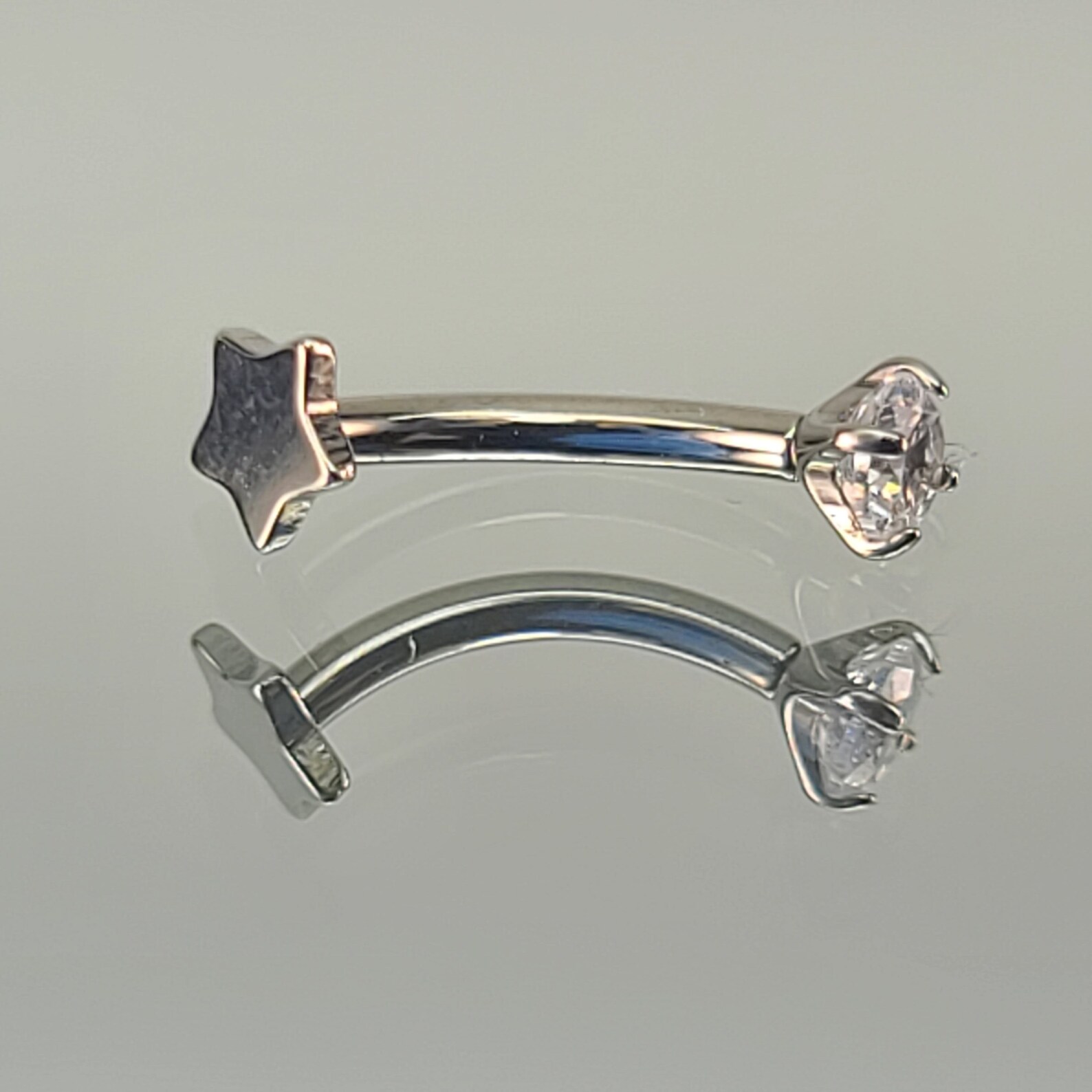 16g Titanium Internal Thread Star and Gem Curved Barbell Rook Eyebrow ...