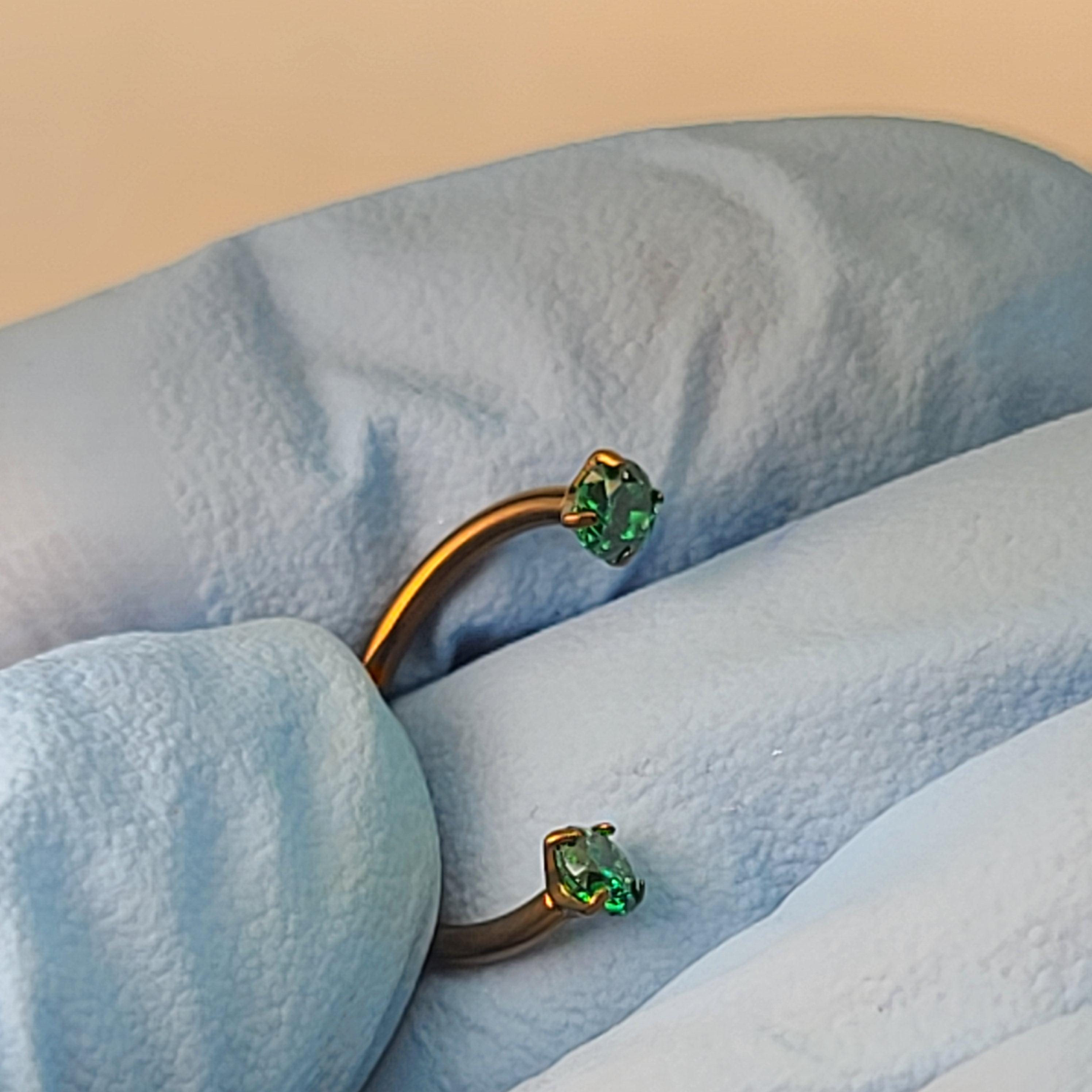 16g Titanium Horseshoe Septum Ring With 3mm Green Cubic Zirconia CZ ...